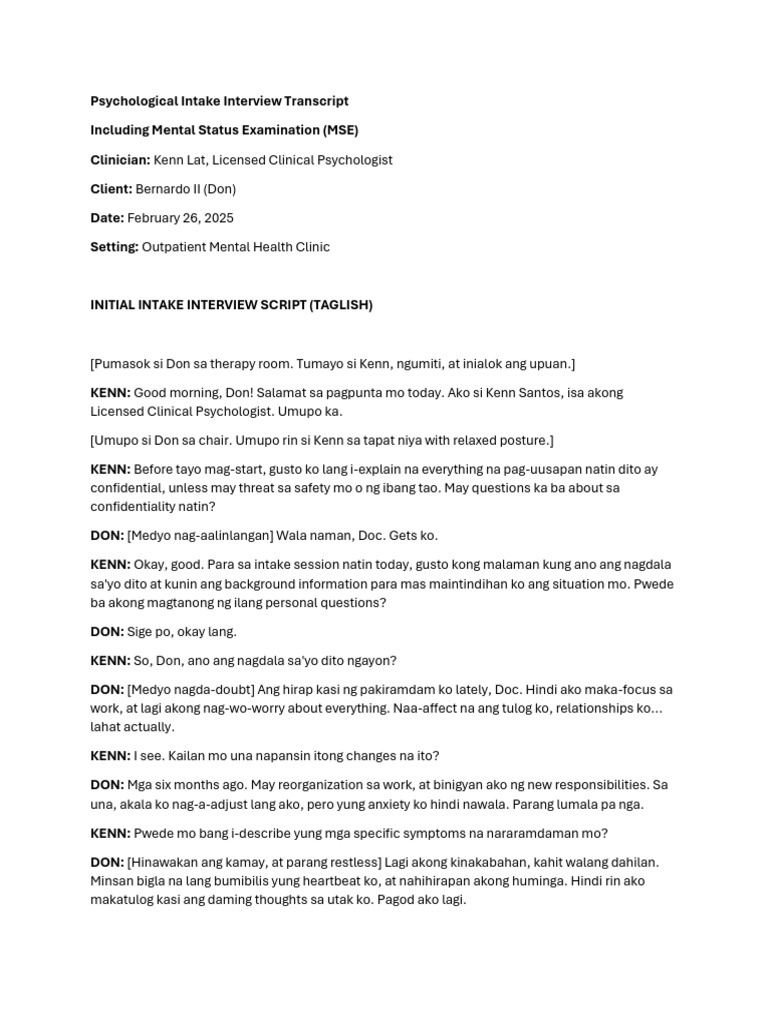 A Brief Mental Status Examination | PDF