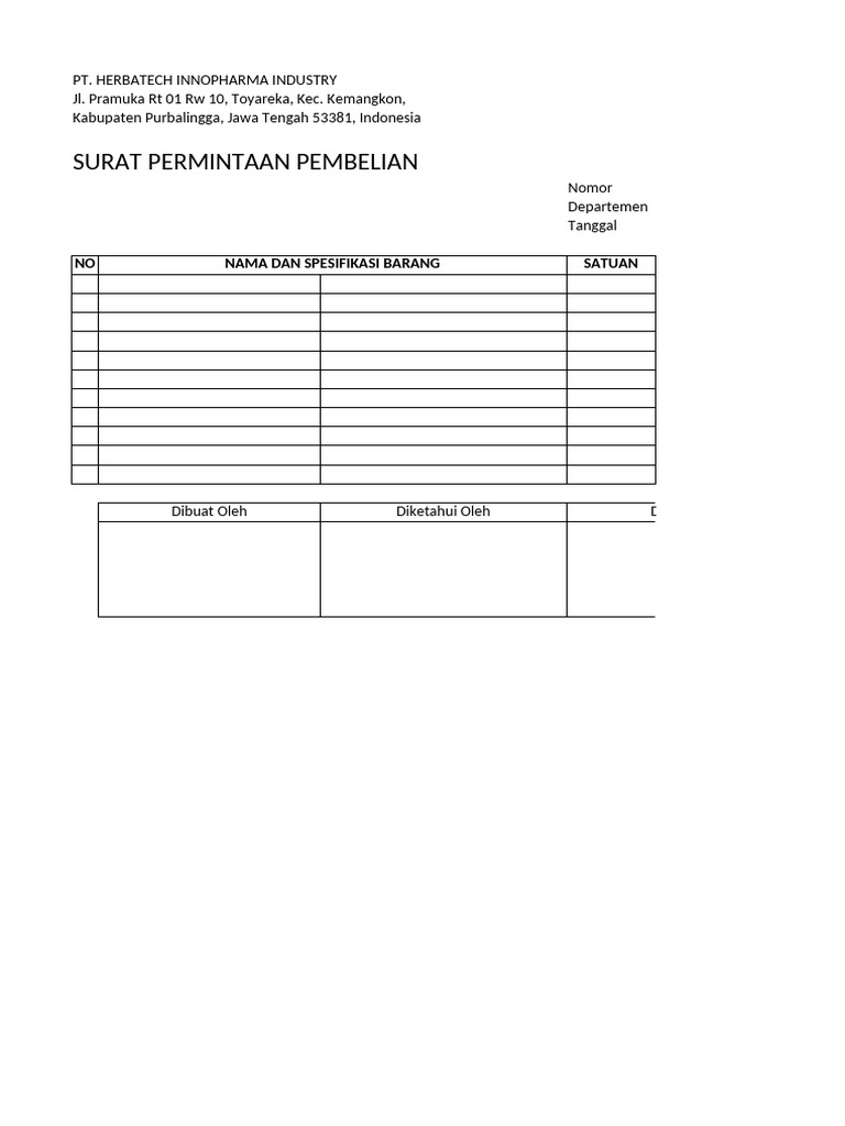 Draf Pengajuan PR All Departement | PDF