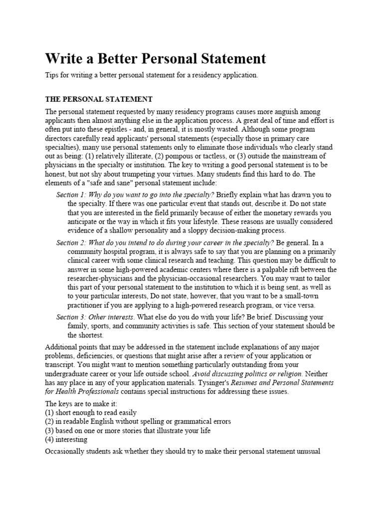3A Tips For Writing A Better Personal Statement | PDF