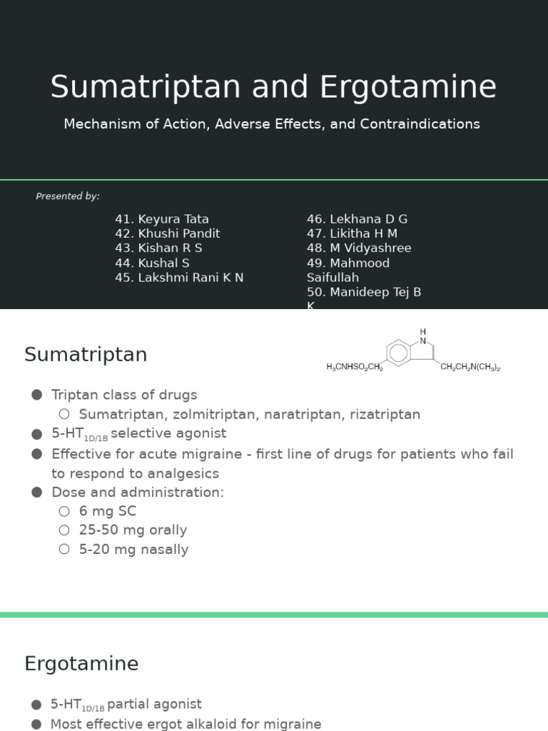 Sumatriptan and Ergotamine | PDF | Medical Specialties | Cardiovascular ...
