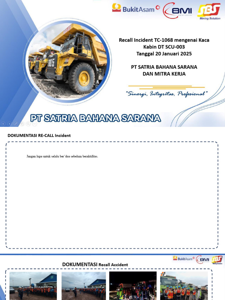 Recall Incident Mengenai Kaca Kabin DT | PDF