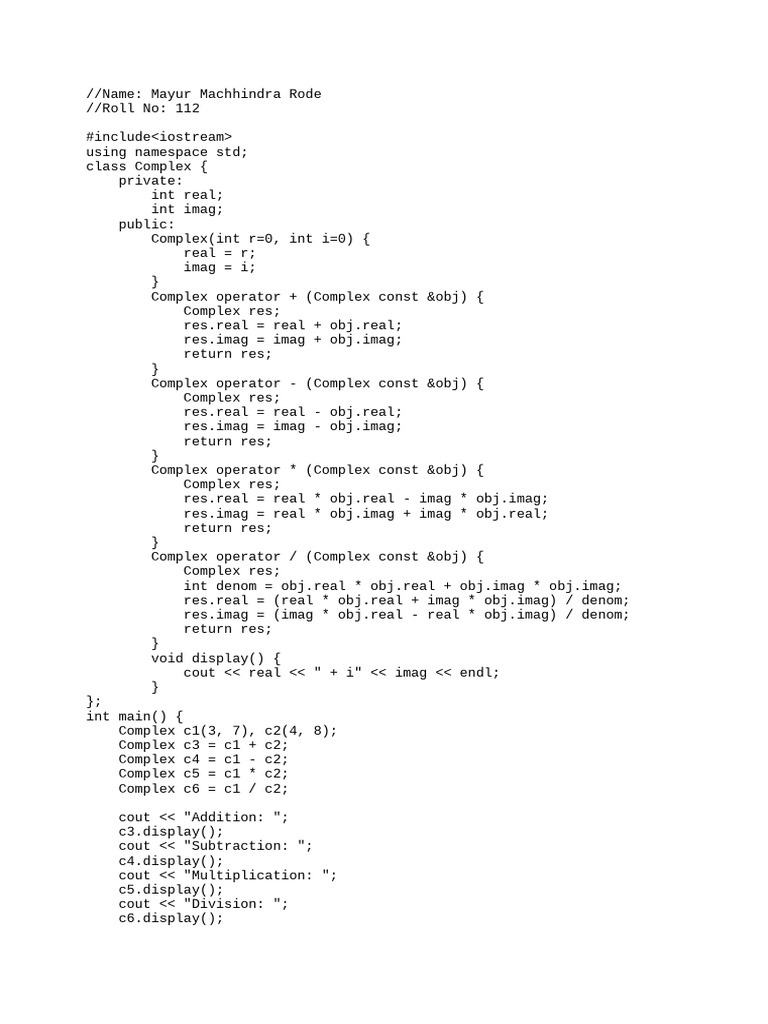 Complex Overloading | PDF