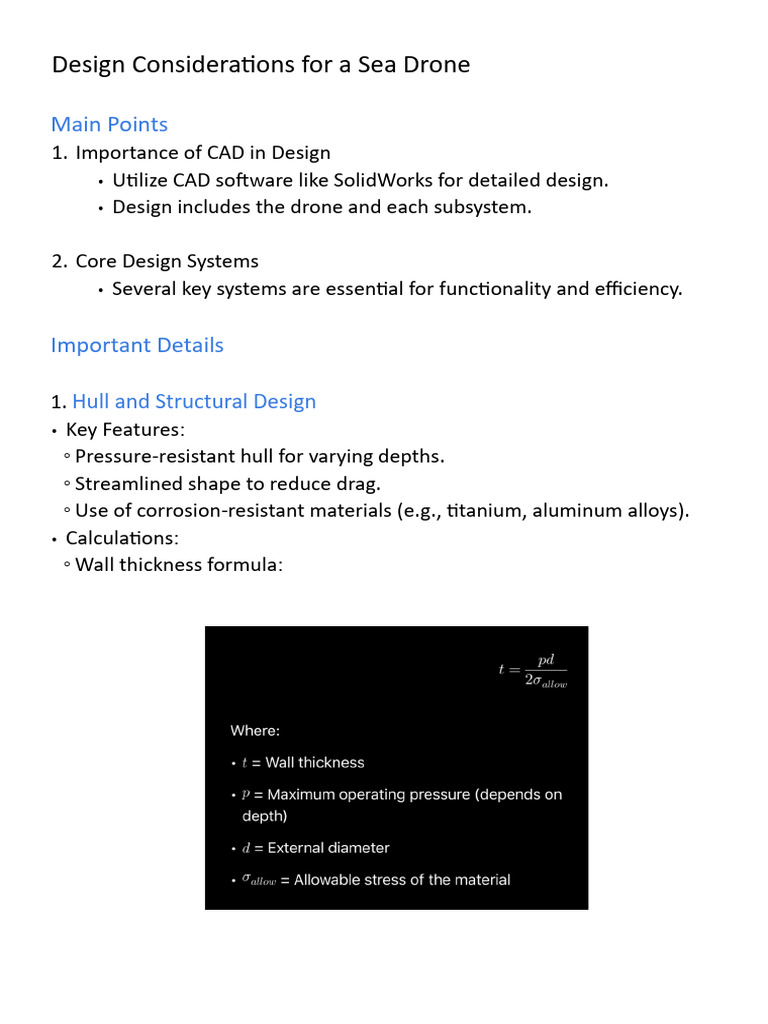 Sea Drone Design Considerations Guide | PDF