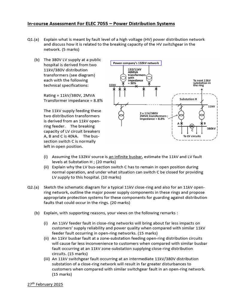 Power Distribution Systems Assessment | PDF | Transformer | Electric ...