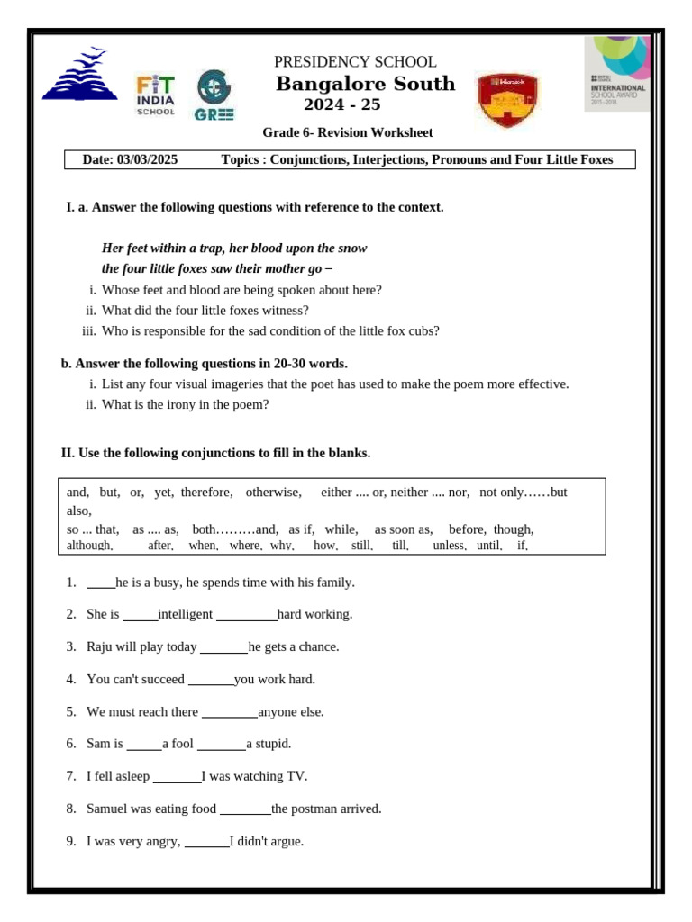 Pronouns Worksheet for Grade 6 | PDF | Grammar | Linguistics