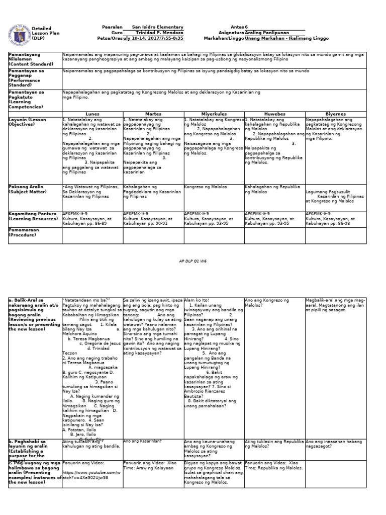 AP 6 Q1 W6 Trina | PDF