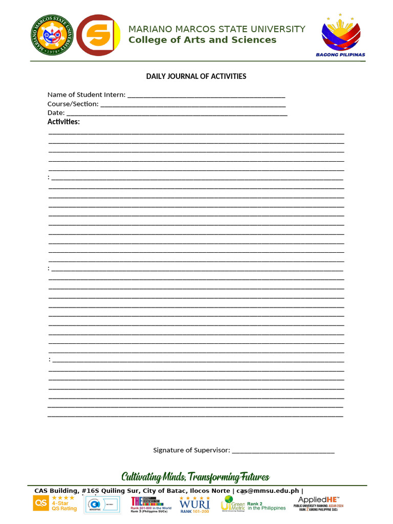 Internship Daily Journal | PDF | Learning Methods | Education Theory