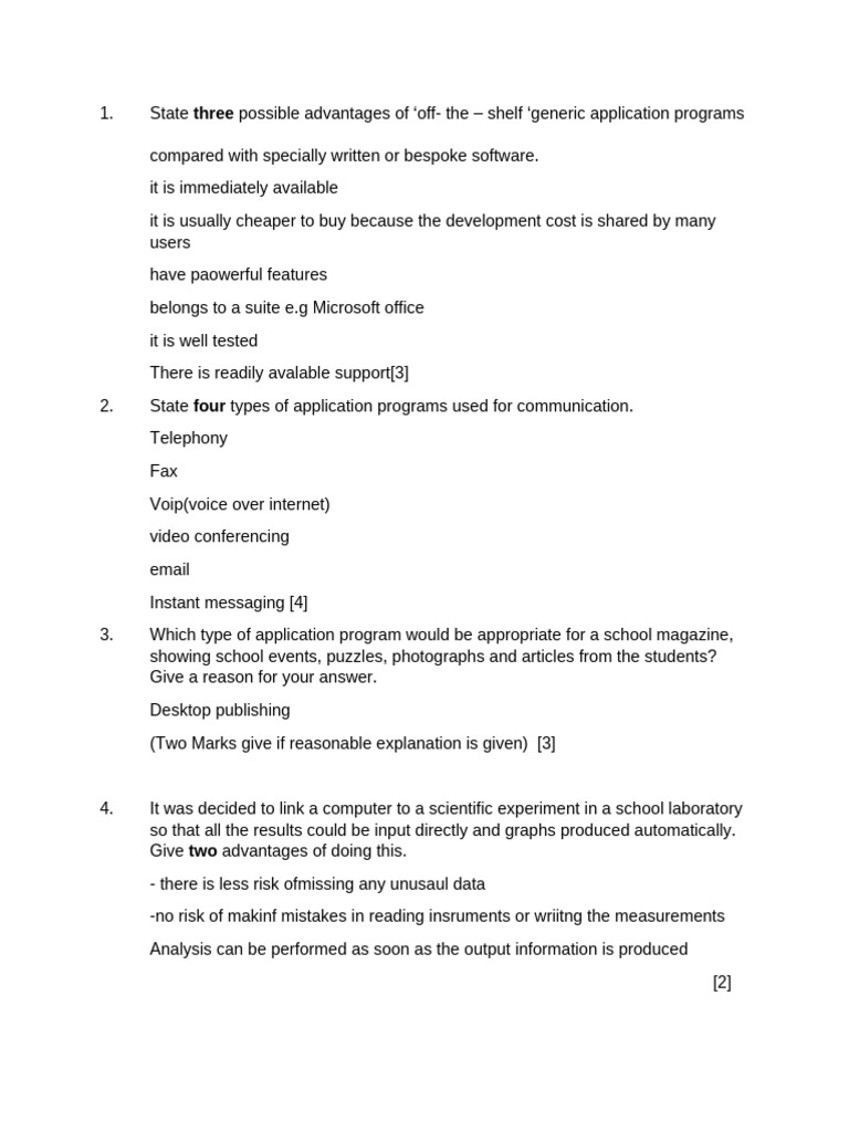 Grade 10 Answers | PDF | Application Software | Bit