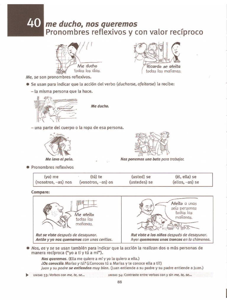 Ficha 41 - Ejercicios Pronombres Reflexivos y Recíprocos | PDF