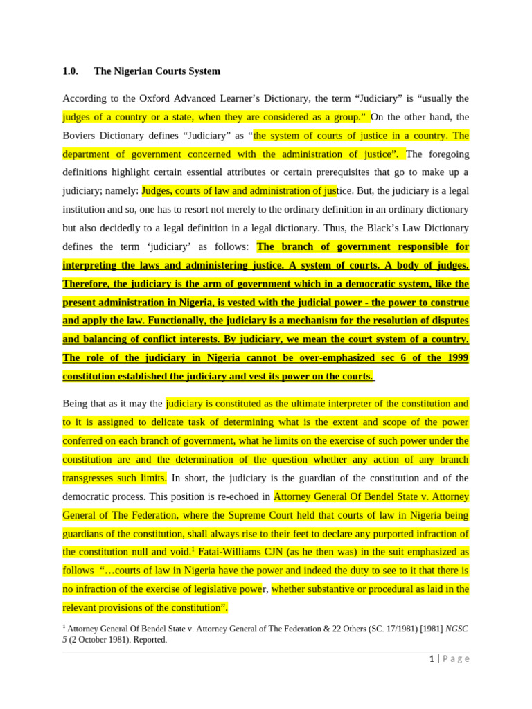 Overview of Nigeria's Court System | PDF | Supreme Courts | Jurisdiction