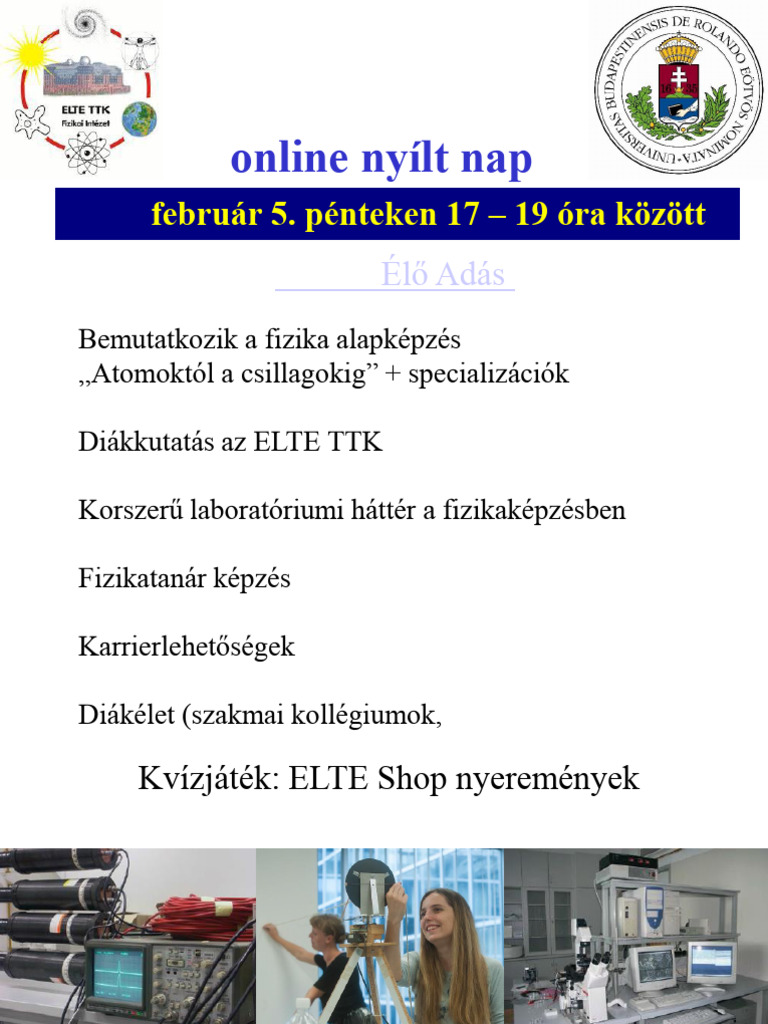ELTE TTK Fizika Nyilt Nap 2021 | PDF