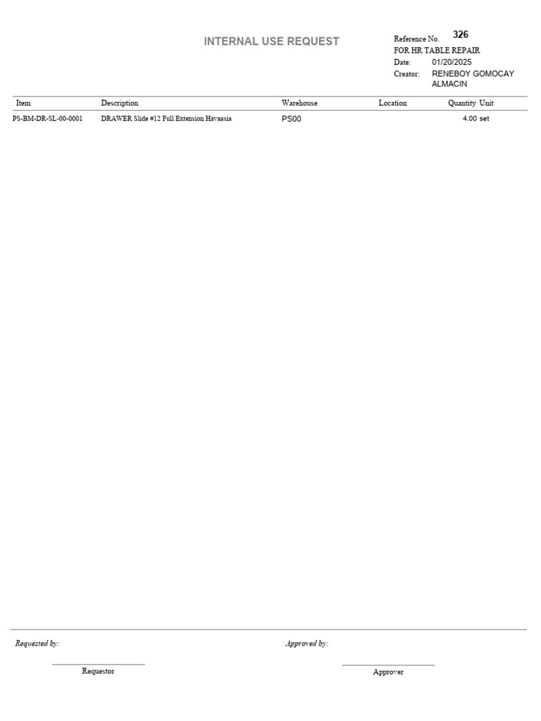 HR Table Repair Request Form | PDF
