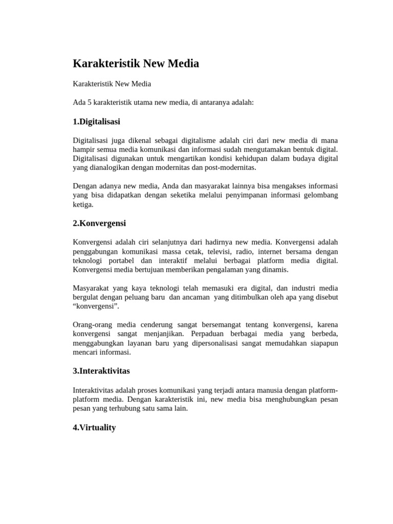 5 Karakteristik Utama New Media | PDF