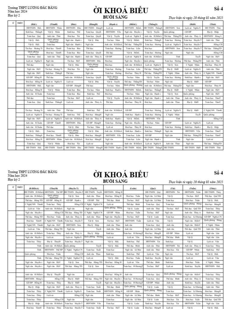 TKB Chính Khóa K 2 | PDF