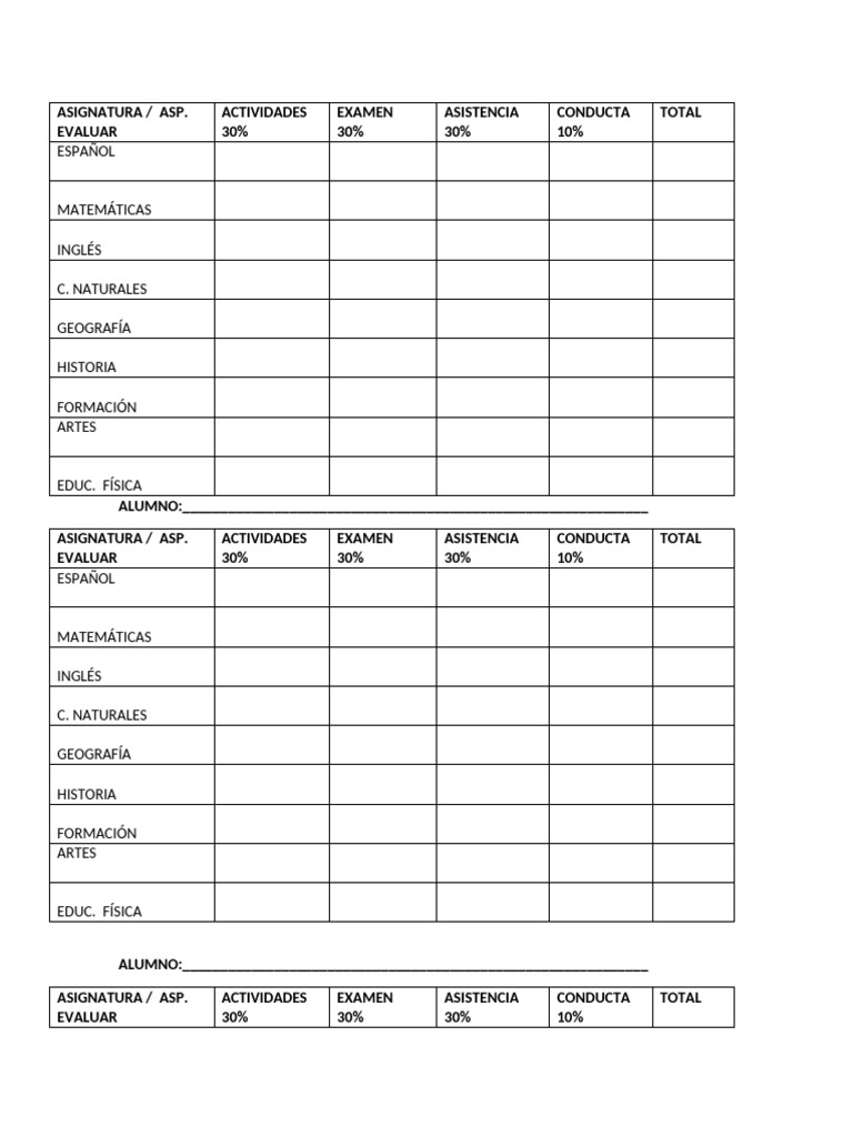 Evaluación Escolar: Criterios y Asignaturas | PDF