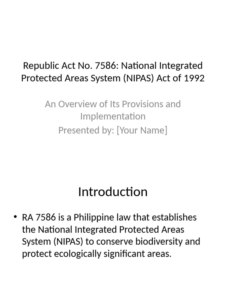 Overview of RA 7586: NIPAS Act | PDF