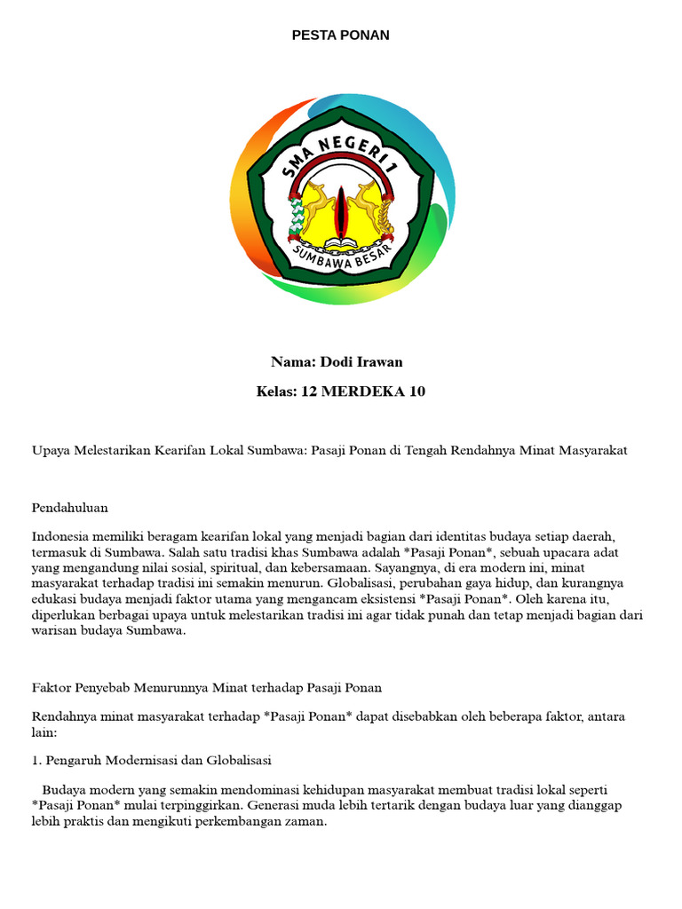 Dodi Irawan XII.10 - Pesta Ponan - 20250305 - 095721 - 0000 | PDF