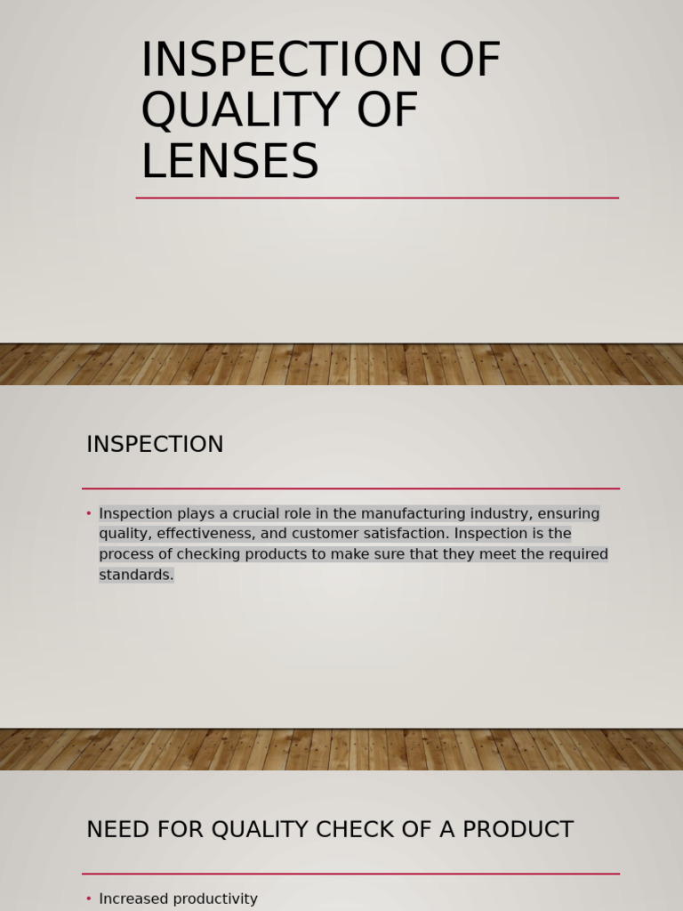 Lens Quality Inspection Guidelines | PDF