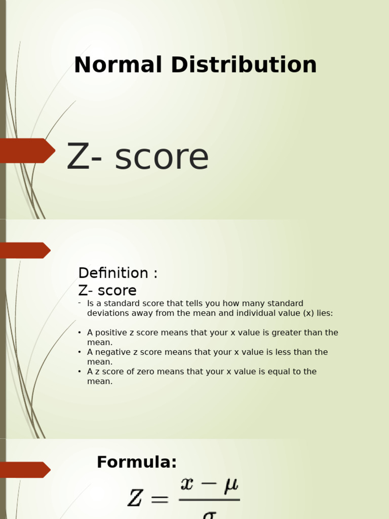 Z- score | PDF | Standard Score | P Value