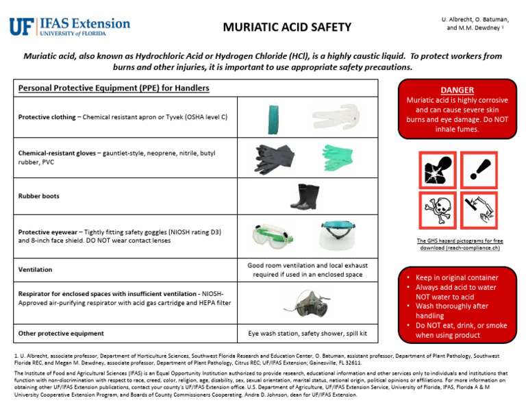 Muriatic Acid Safety and PPE Guidelines | PDF | Hydrochloric Acid ...