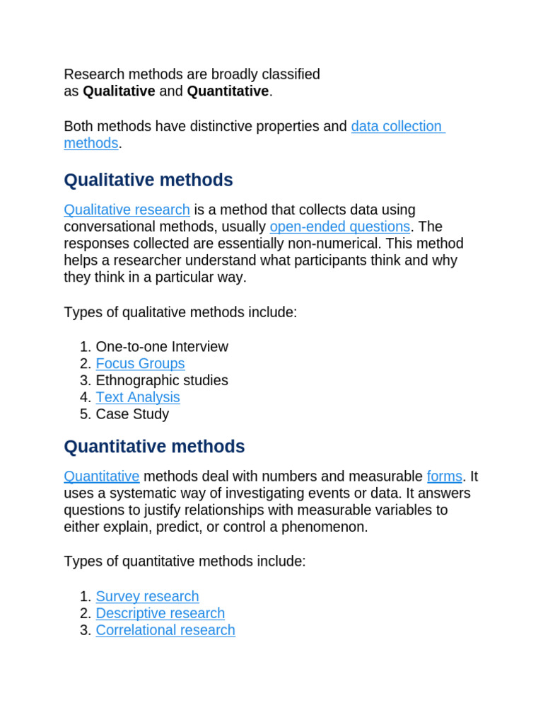 Qualitative and Quantitative Methods | PDF