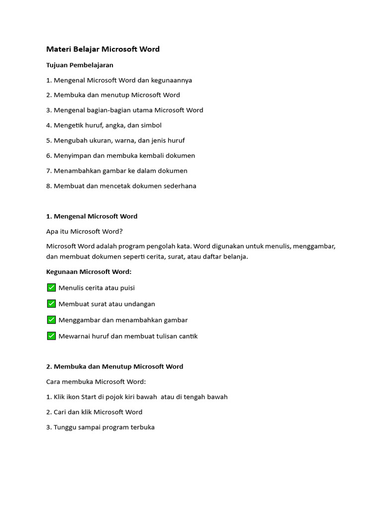 Materi Belajar Microsoft Word | PDF