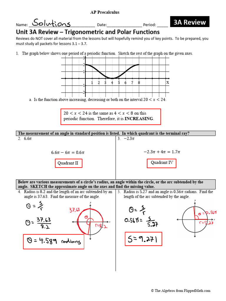 Trig & Polar Functions Review | PDF | Angle | Circle