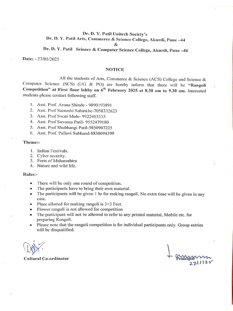 Rangoli Competition Notice | PDF
