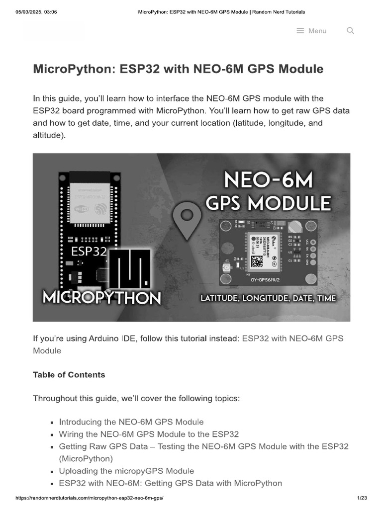 Micropython Esp32 Neo 6m | PDF