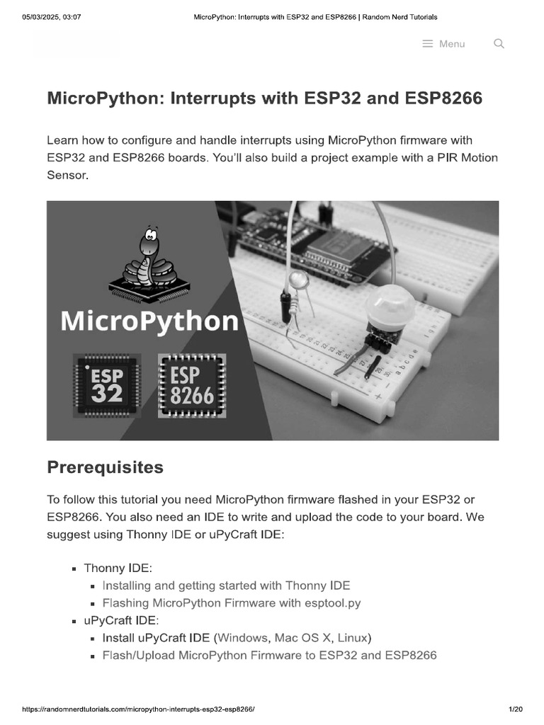 Micropython Interrupts With Esp32 And Esp8266 Pdf