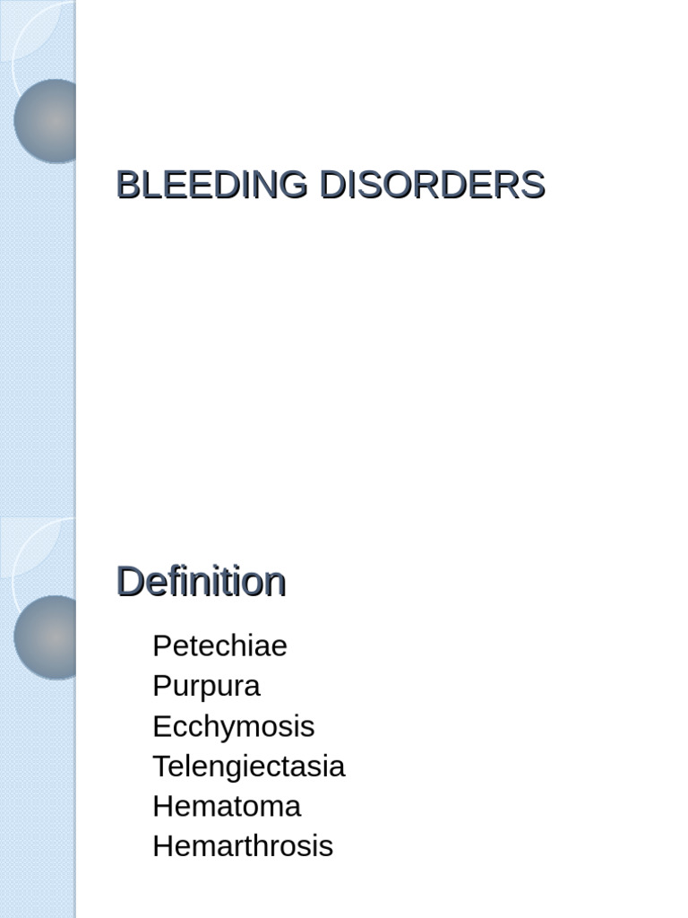 Bleeding Disorders | PDF | Platelet | Vertebrates