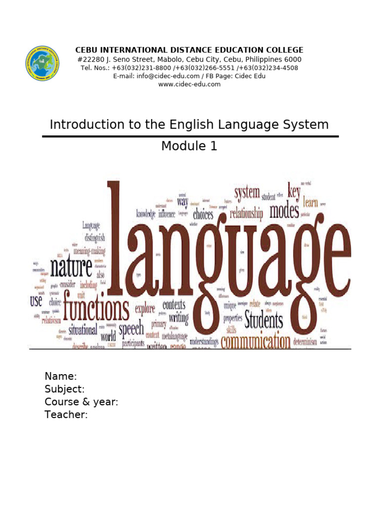 Intro. To The English Language System | PDF