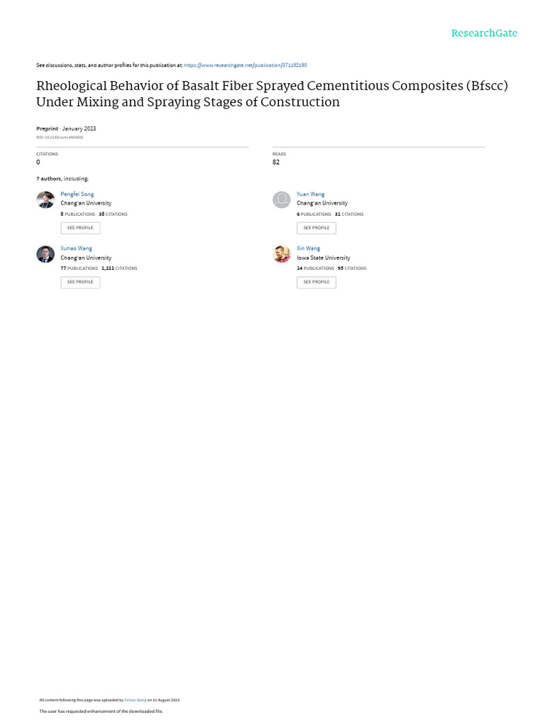 Rheological Behavior of BFSCC in Construction | PDF | Viscosity | Concrete