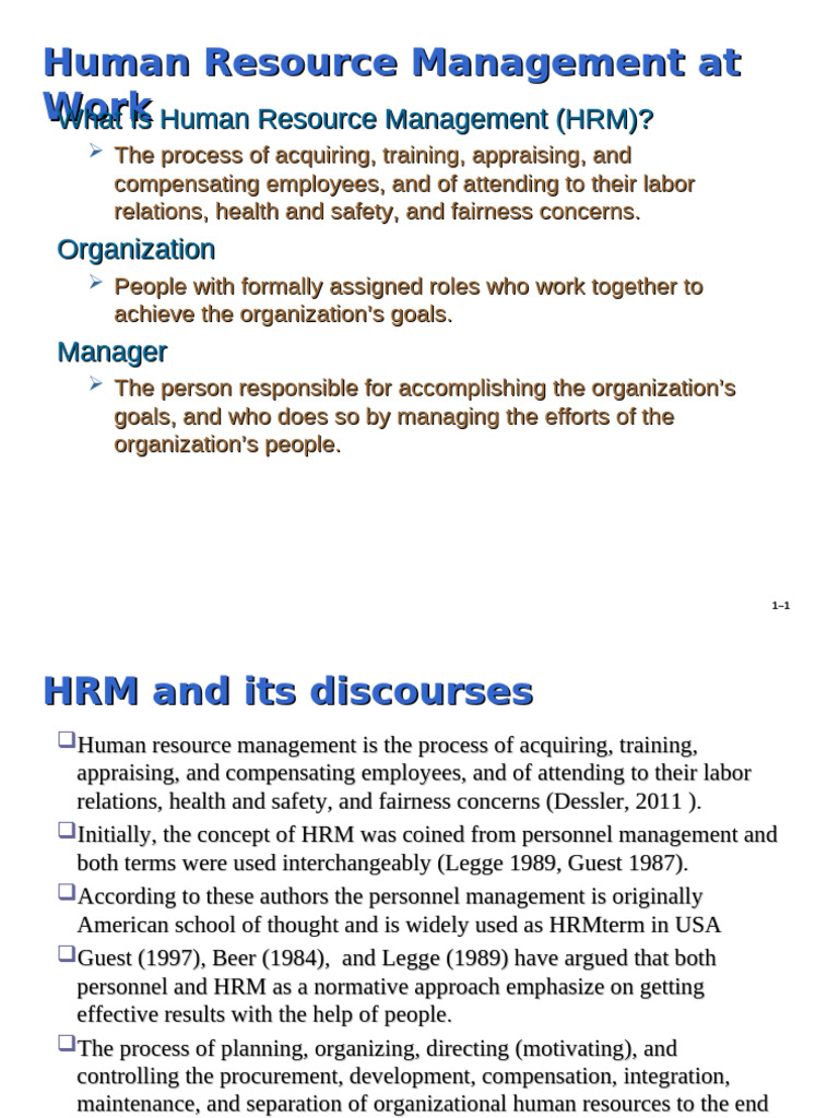 Chapter 1 - HRM - Mba-Evening-2021 | PDF | Human Resource Management | Human Resources