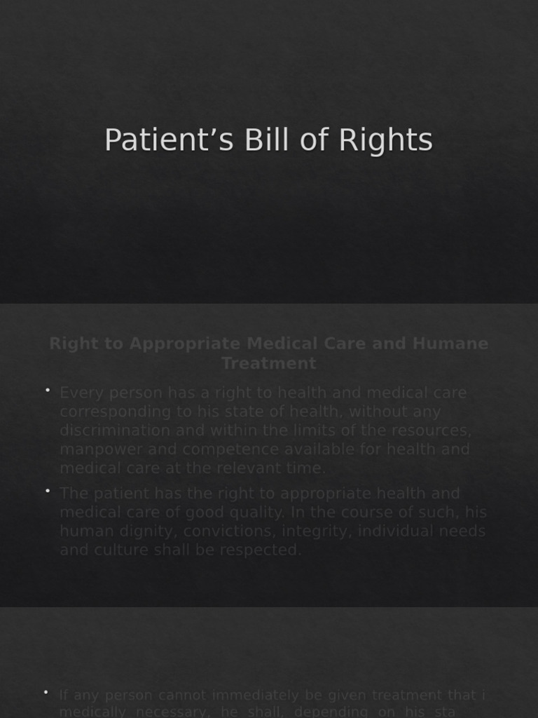 Patients Bill of Rights | PDF | Health Care | Informed Consent