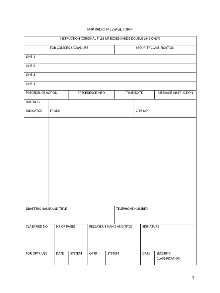 PNP Radio Message Form Template | PDF