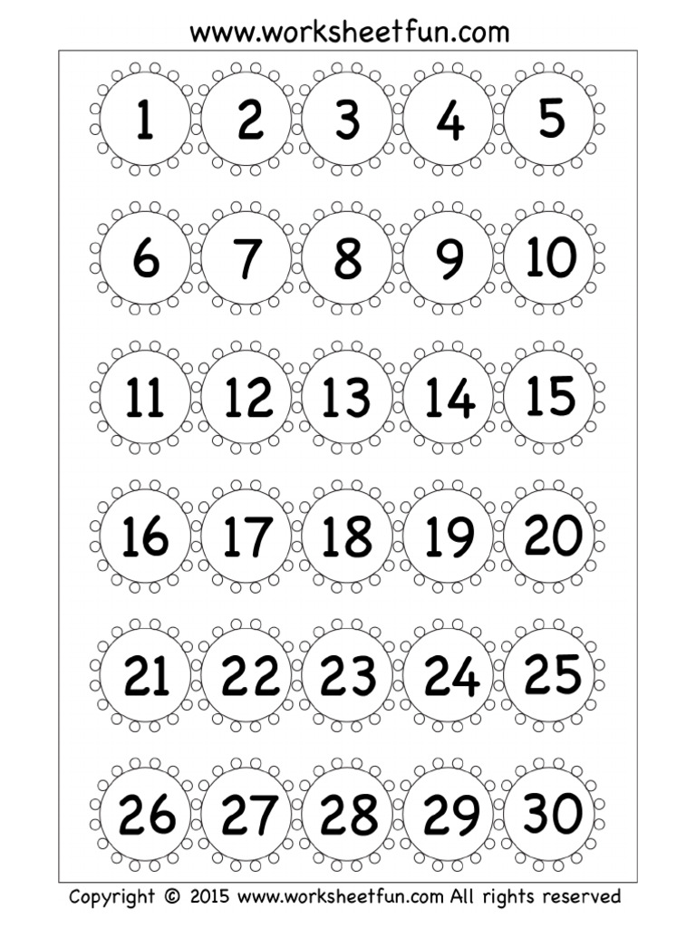 Wfun15 Numberchart 1to30 T1 | PDF