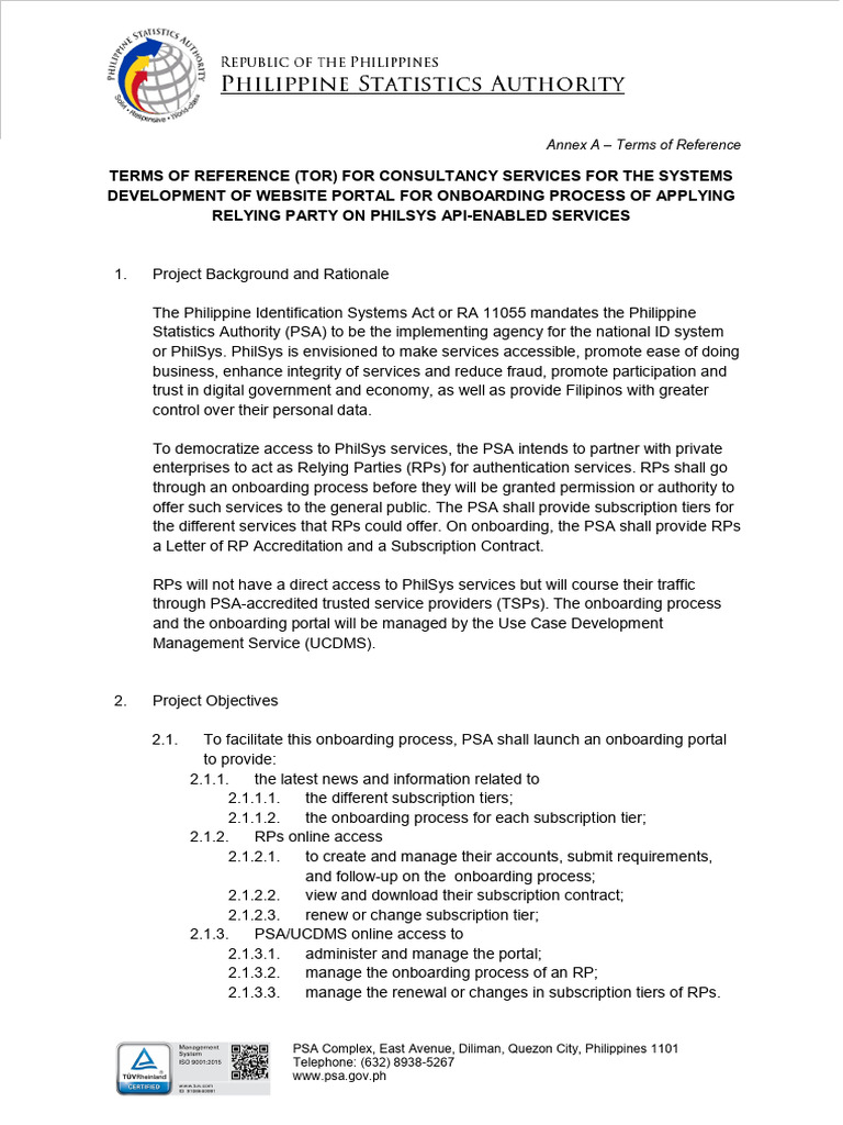 Annex A - Terms of Reference - 0 | PDF | Computer Security | Security