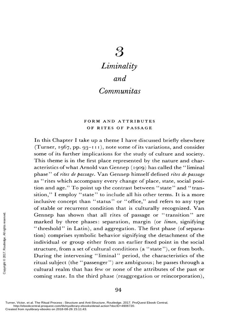 Turner Ritual Process ch3 | PDF | Rituals | Social Psychology