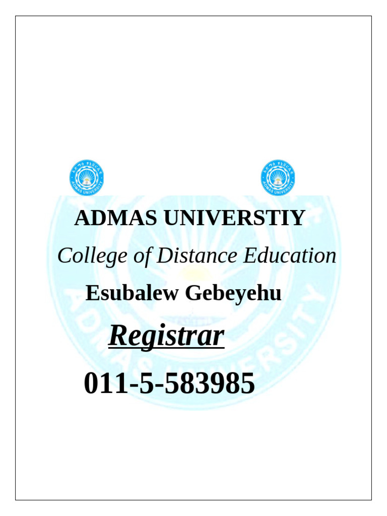 ADMAS UNIVERSTIY | PDF