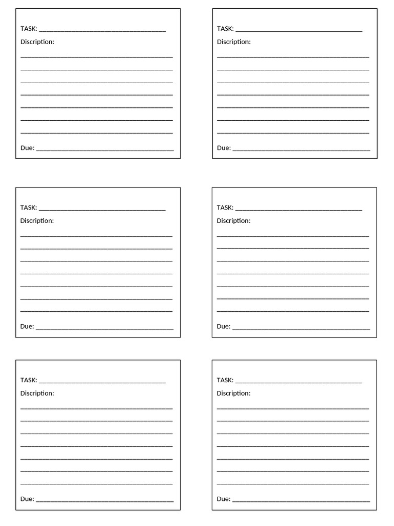 Task Cards Template PDF | PDF