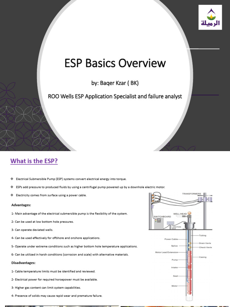 ESP Basics Principle - August 23 | PDF | Pump | Electric Motor