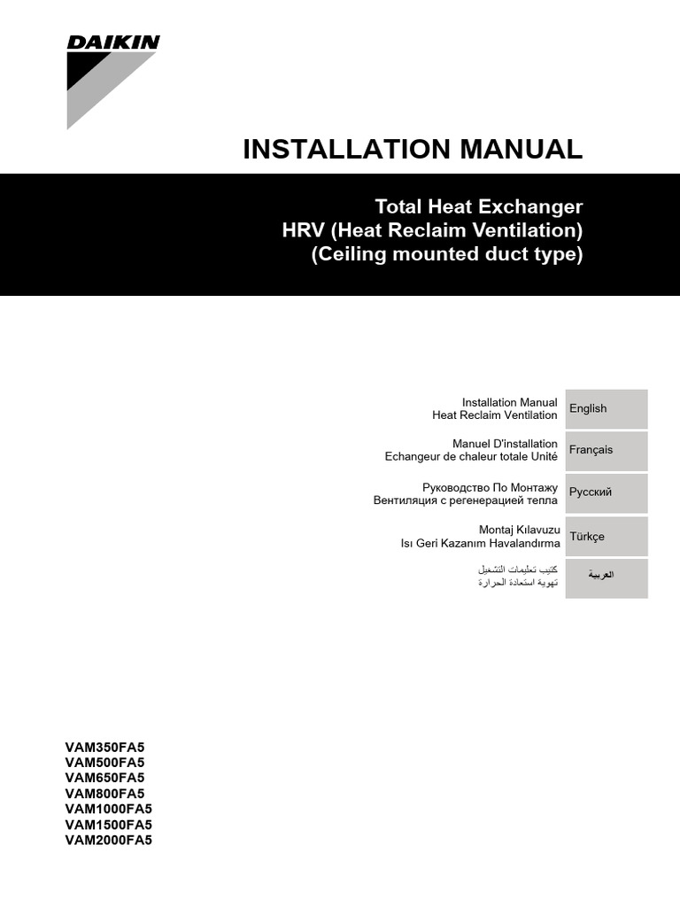 VAM-FA5 3PW90202-2 Installation Manuals English | PDF | Duct (Flow ...