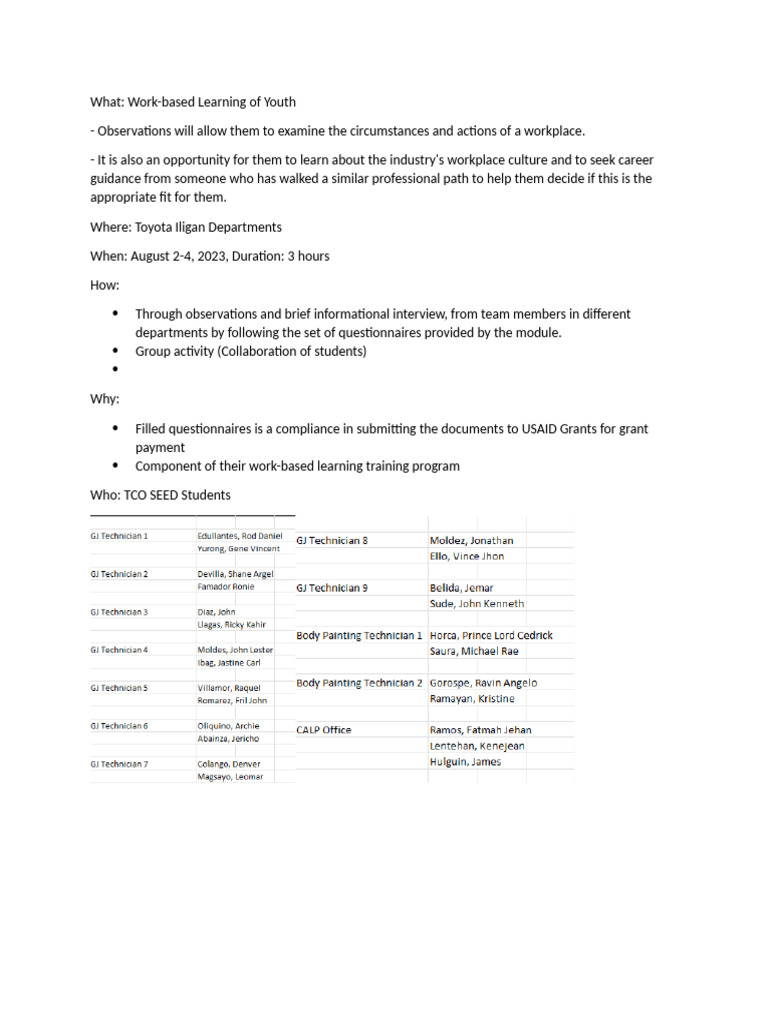 WBL-Immersion-Plan 2 | PDF