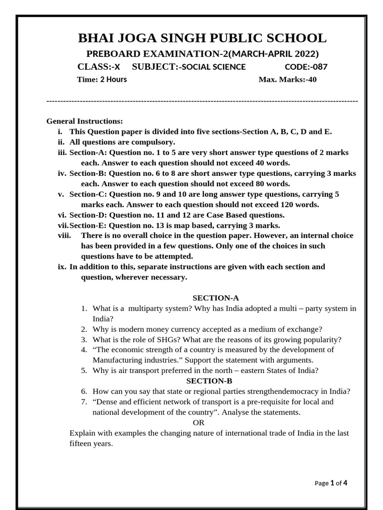 10th Class Sst Paper. | PDF | Mahatma Gandhi | Banks