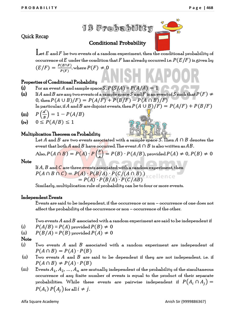 Chapter 13 Probability | PDF | Variance | Random Variable