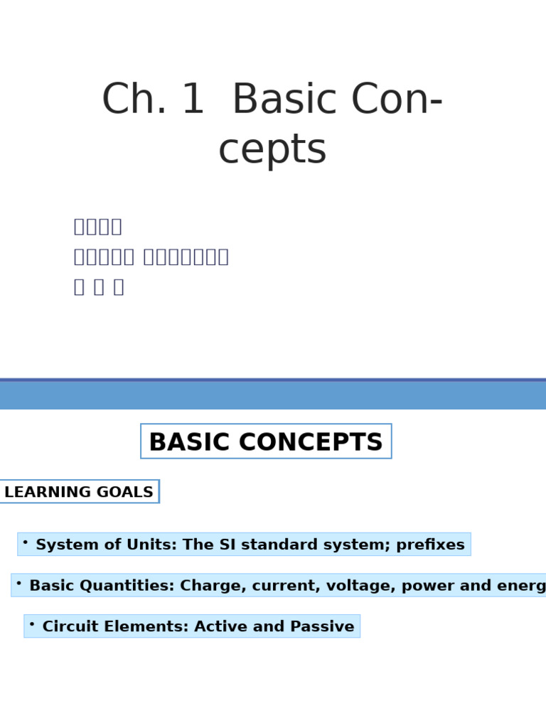CH 1 Basic Concepts | PDF | Volt | Electric Current