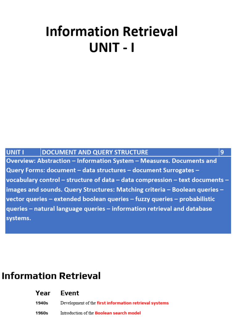 Information Retrival Unit 1 | PDF | Information Retrieval | Search Engine Indexing