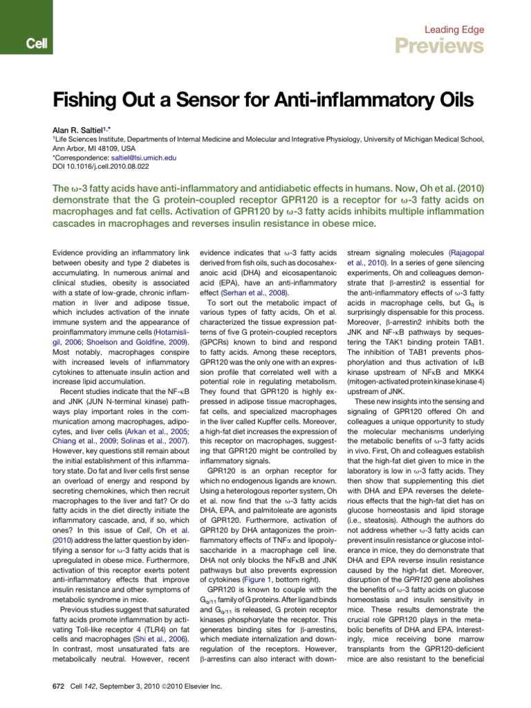 Fishing Out A Sensor For Anti Inflammatory Oils - Ce | PDF | Macrophage ...