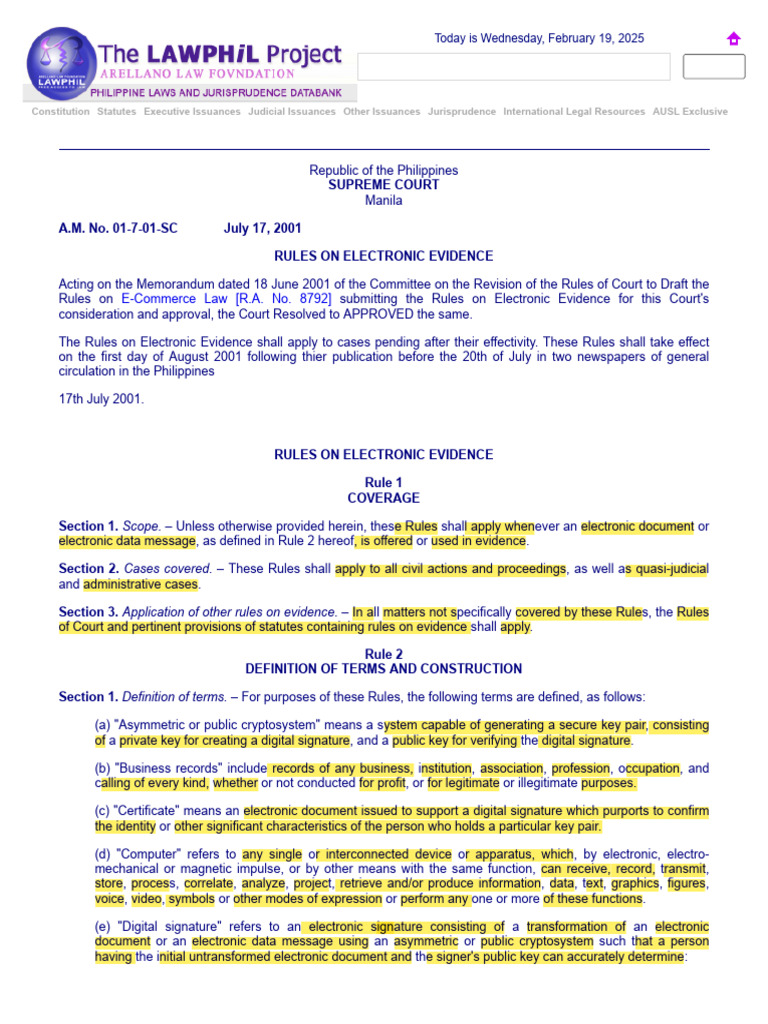 Rules On Electronic Evidence | PDF | Affidavit